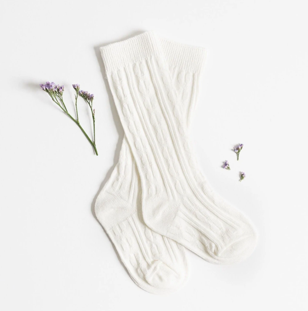 Cream LLB Cable Knit Knee High Socks – Storybook Looks